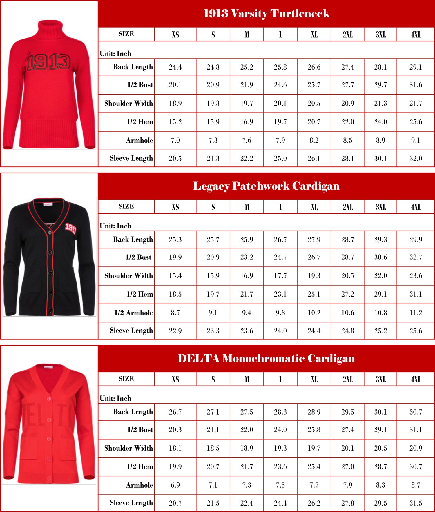 Dear Delta - 2022-Fall-Winter-Size-Charts